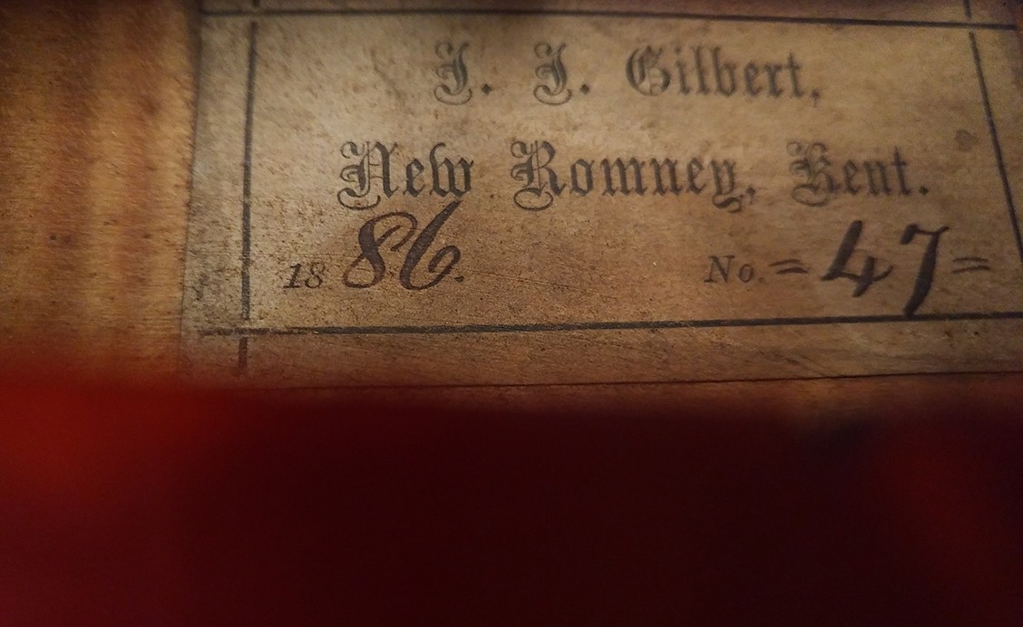 Antique English violin by Jeffery James Gilbert, 1886