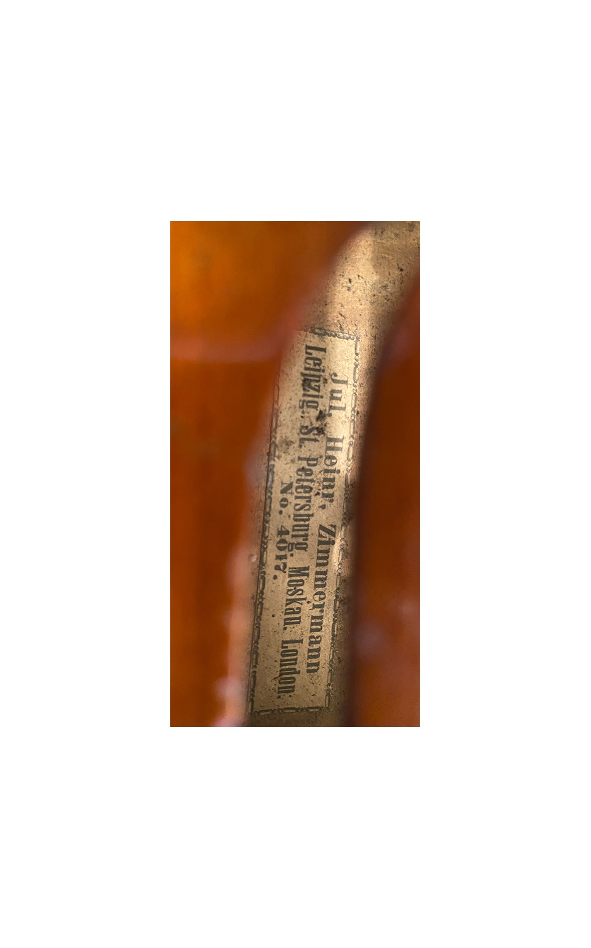 Old violin by Julius Heinrich Zimmermann, Leipzig