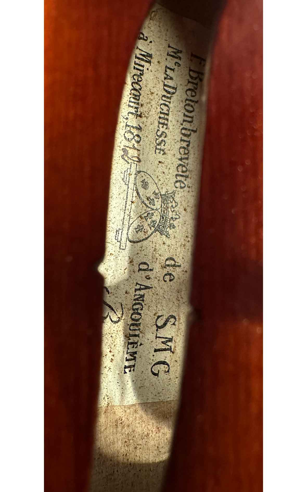 Violín antiguo francés Bretón. Mirecourt