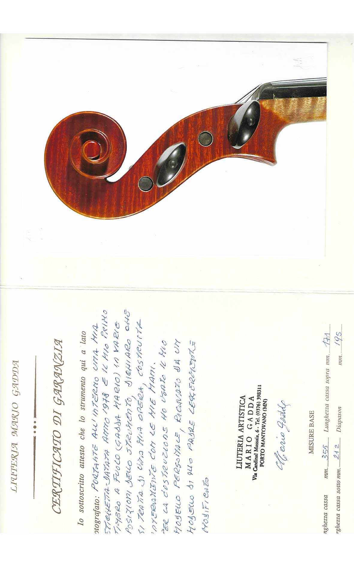 Mario Gadda: Fine Italian violin, 1978